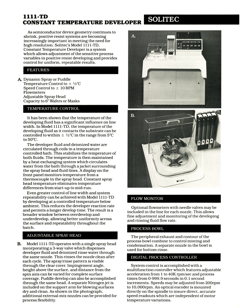 Solitec - 1111-TD Constant Temperature Developer