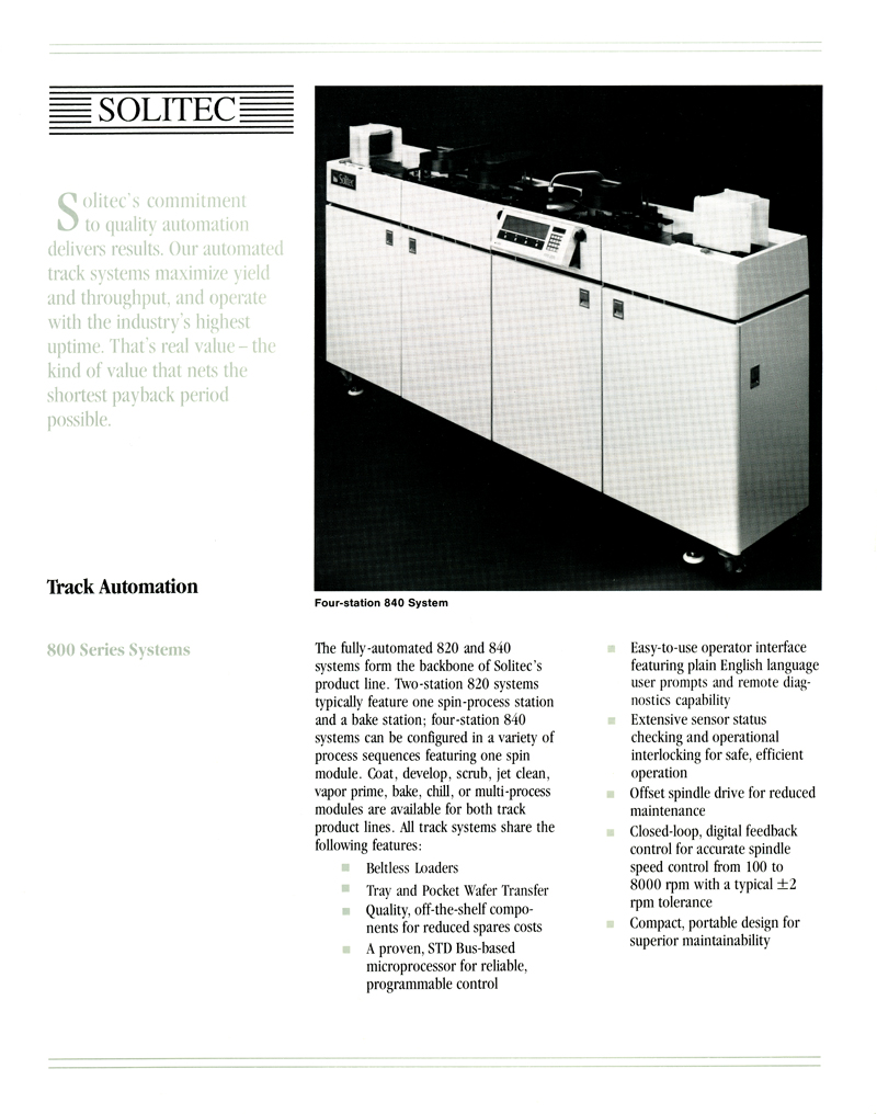 Solitec - 800 Series Automated Track System