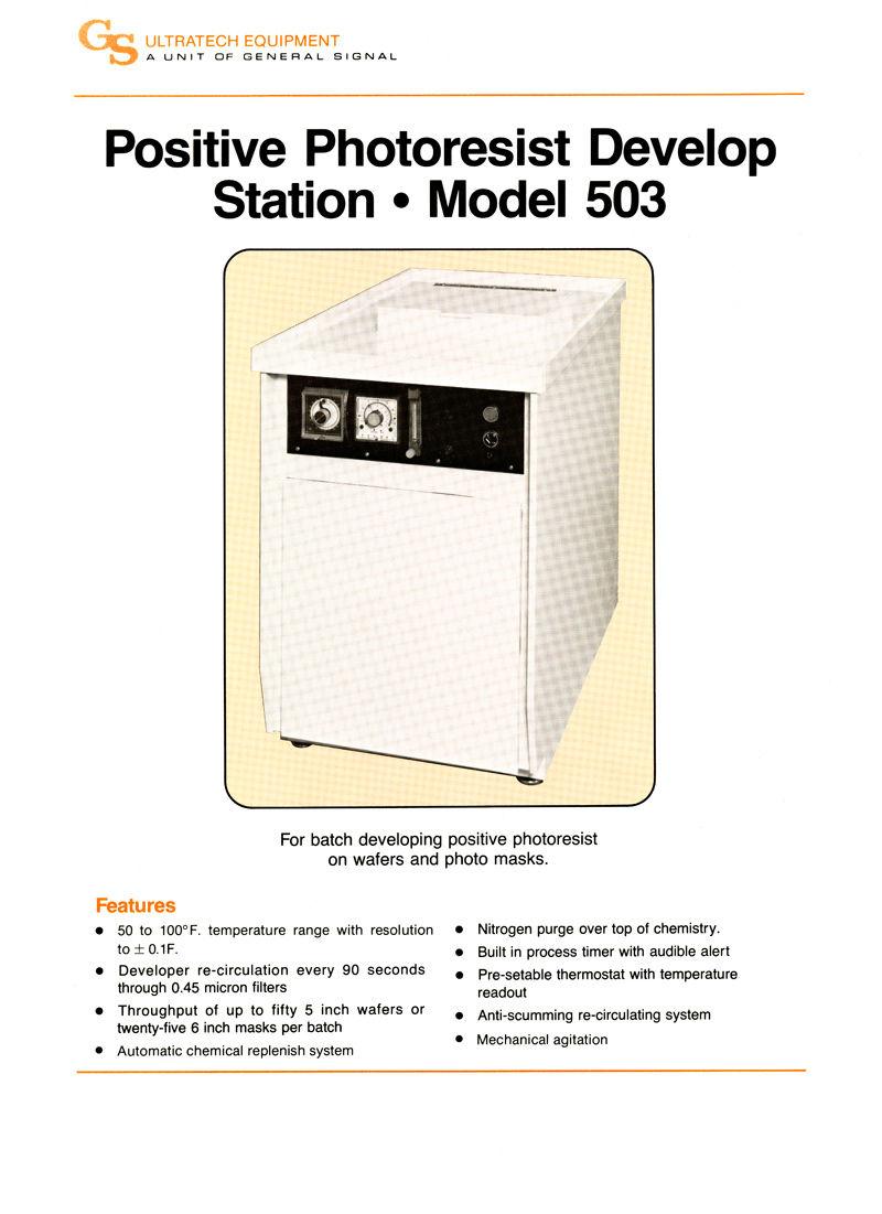 Ultratech - Positive Photoresist Develop Station Model 503
