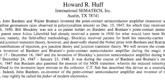 John Bardeen and Transistor Physics