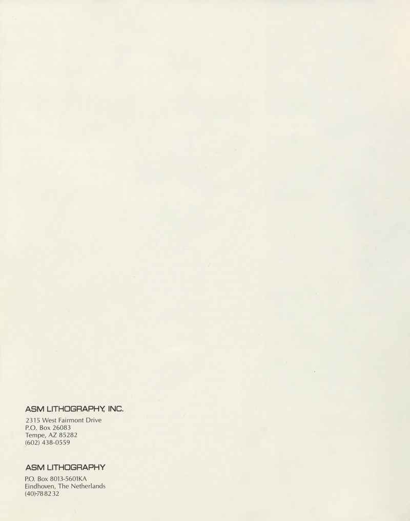 ASM Lithography | PAS 2000 Wafer Stepper | Chiphistory