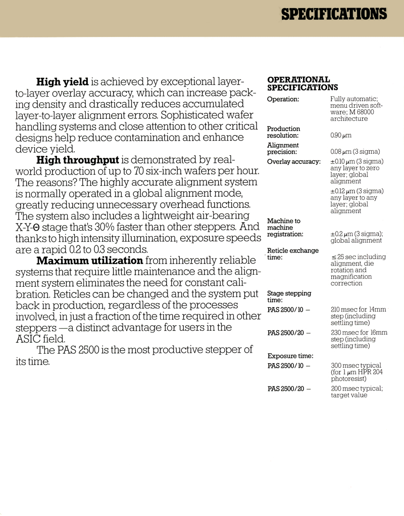 ASML PAS 2500/10/20 Semiconductor Wafer Stepper Systems | ChipHistory